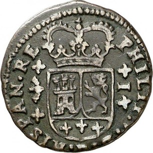 Spanish Maravedi "Felipe V Valencia" 1719-1720 KM# 317 | coinscatalog.NET