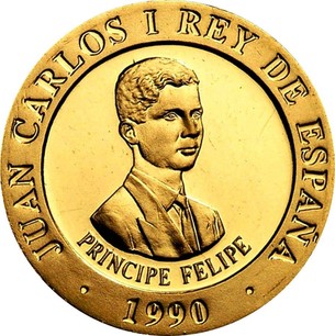 Spanish Gold 10000 Pesetas "Hockey" 1990 KM# 871 | coinscatalog.NET