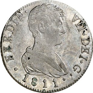 Spanish Silver 2 Reales (4 Reales de Vellon) Milled Real Coinage 1811-1812 KM# 474.4 ...