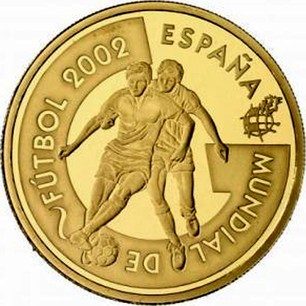 Spanish Gold 200 Euro "FIFA World Cup" 2002 KM# 1081 | coinscatalog.NET