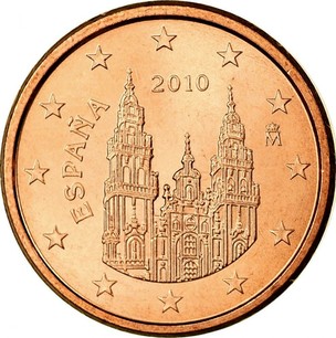 Spanish Euro Cent "Cathedral" 2010-2024 KM# 1144 | coinscatalog.NET