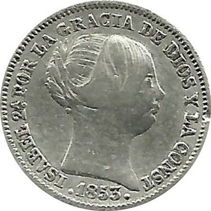 Spanish Silver Real "Isabel II" 1852-1853 KM# 598.2 | coinscatalog.NET