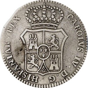 2 Reales de Plata Española "Carolus IV Port Regalis" 1789 ...