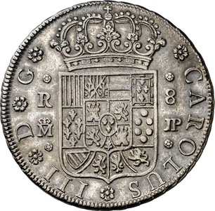 Spanish Silver 8 Reales "Carlos III" 1762 KM# 399.1 | coinscatalog.NET