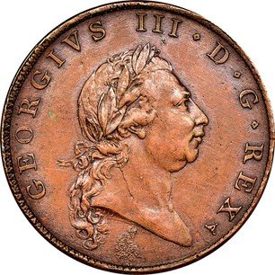 Great Britain Gold plated Copper 1/2 Penny "George III" 1790 KM# PnC63 ...