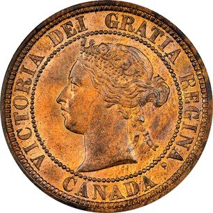 Canadian One Cent "Victoria- pattern" 1876 KM# Pn12 | coinscatalog.NET