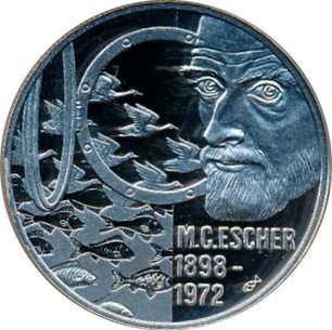 Dutch Silver 20 euro "100th Anniversary birthdate M.C. Escher." 1998 X ...