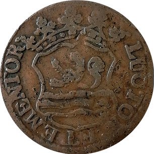 Duit holandés "Zeelandia Brazos Coronados" 1754 KM# 91 | coinscatalog.NET