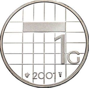 Dutch Silver 1 G "Good - bye of the Guilder" 2001 KM# 205a ...