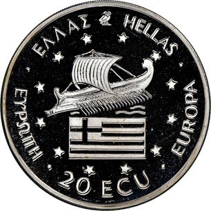Greek Silver 20 ECU "Alexander the Great" 1993 X# 33a | coinscatalog.NET