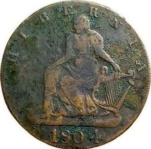 Irish Half Penny "Dublin" 1804 | coinscatalog.NET