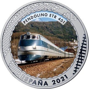 Spanish 1,5 Euro "Pendolino ETR 401" 2021 | coinscatalog.NET