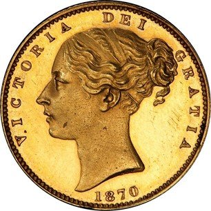 Great Britain Gold 1 Sovereign "Victoria Pattern" 1870 KM# Pn116 ...