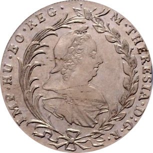 Austrian Silver 10 Kreuzer "Maria Theresa - Hall in Tirol" 1770-1780 KM ...