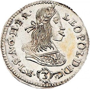 Austrian Silver 3 Kreuzer "Leopold I Vienna" 1659-1660 KM# 1141 | coinscatalog.NET