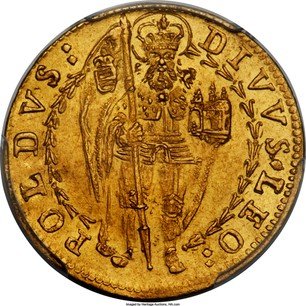 Austrian Gold Ducat "Leopold V Hall" 1631 KM# 772 | coinscatalog.NET