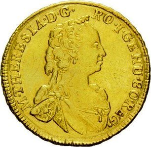 Austrian Gold 10 Ducat "Maria Theresa" 1748 KM# 1767 | coinscatalog.NET
