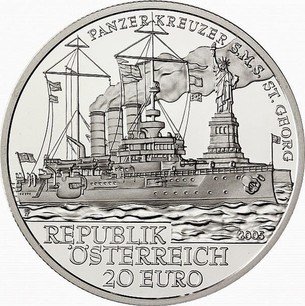 Austrian Silver 20 Euro "S .M. S. Sankt Georg" 2005 KM# 3127 ...