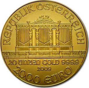 Austrian Gold 2000 Euro "Vienna Philharmonic" 2009 KM# 3182 ...