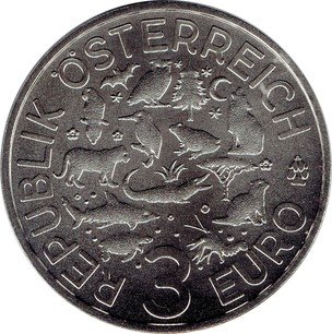 Austrian 3 Euro "Colorful Creatures - The Tiger" 2017 KM# 3262 ...