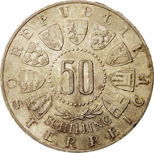 Austrian Silver 50 Schilling "600th Anniversary - Union with Tirol ...