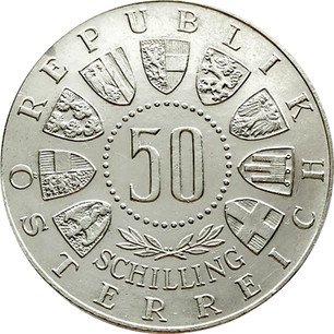 Austrian Silver 50 Schilling "Winter Olympics in Innsbruck" 1964 KM ...
