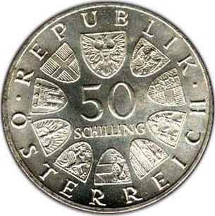 Austrian Silver 50 Schilling "125th Austrian Police Force" 1974 KM ...