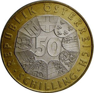 Austrian 50 Schilling "Austrian Presidency of the European Union" 1998 ...