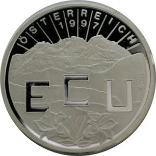 Austrian Silver 1 ECU "Declaration of Accession to the EU" 1997 ...