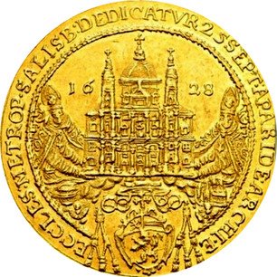 Austrian Gold 5 Ducat "Paris von Lodron" 1628 KM# 126 | coinscatalog.NET