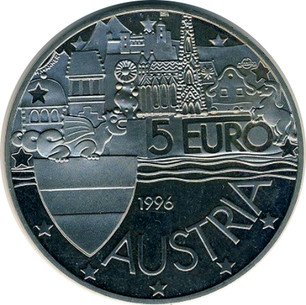 Austrian 5 Euro "1000th Anniversary" 1996 X# 38 | coinscatalog.NET