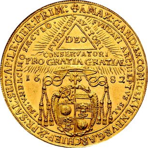 Austrian Gold 6 Ducat "Maximilian Gandolph" 1682 KM# 239 | coinscatalog.NET