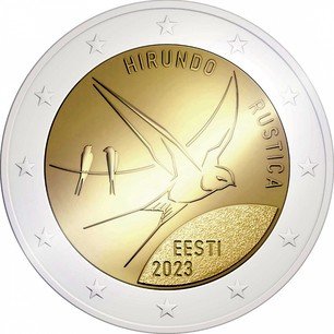 Estonian 2 Euro "Swallow Hirundo rustica" 2023 | coinscatalog.NET