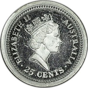 1/4 Oz de Plata Australiana 25 Centavos "The Dump" 1990 KM# 155 ...