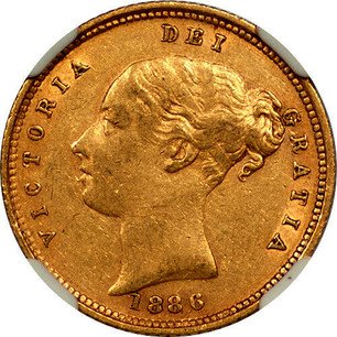 Australian Gold Half Sovereign "Victoria" 1871-1887 KM# 5 ...
