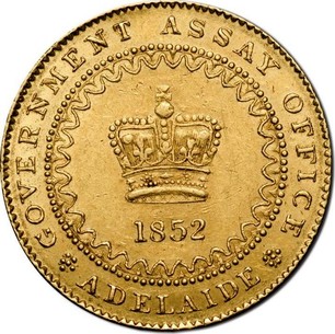 Australian Gold One Pound "Adelaide" 1852 KM# 1 | coinscatalog.NET