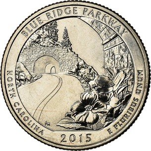 USA Quarter Dollar "Blue Ridge Parkway - North Carolina" 2015 KM# 599 ...