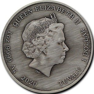 Tuvaluan 1 Oz Silver 1 Dollar "Zeus. Antique" 2020 | coinscatalog.NET