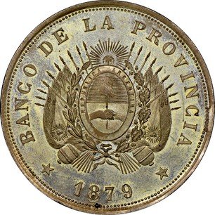 1 Peso Argentino de Plata "Patrón Buenos Aires" 1879 KM# Pn14 ...