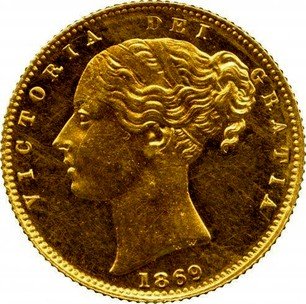 Great Britain Gold 1 Sovereign "Victoria Pattern" 1869 | coinscatalog.NET