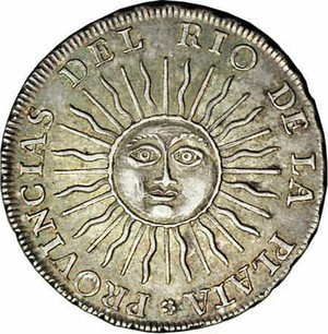 2 Reales de Plata Argentinos "Radiant Sunface Rio de la Plata" 1813 ...