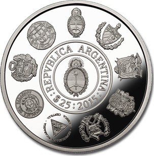 Argentine Silver 25 Pesos "Dedication to Indigenous Peoples" 2015 KM ...