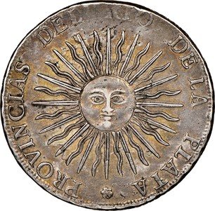 8 Soles de Plata Argentina "Sol Radiante Rio de la Plata" 1815 KM# 15 ...