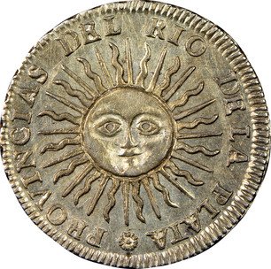 Argentine Silver Real "Radiant Sunface Rio de la Plata" 1813-1815 KM# 2 ...