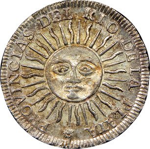 Sol de Plata Argentino "Radiant Sunface Rio de la Plata" 1815 KM# 11 ...