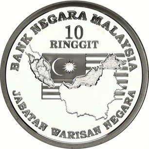 Malaysian Silver 10 Ringgit "50 Anniversary of Bunga Ray" 2010 | coinscatalog.NET