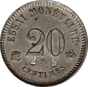 Belgian 20 Centimes "Countermarked pattern" 1859 | coinscatalog.NET