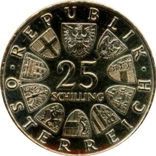 Austrian Gold plated Silver 25 Schilling "Franz Grillparzer" 1964 ...