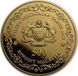 Malaysian Gold 500 Ringgit "Millennium" 2000 KM# 70 | coinscatalog.NET