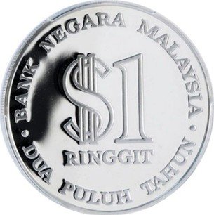 Malaysian 1/2 Oz Silver Ringgit "20th Anniversary of Bank Negara" 1979 ...